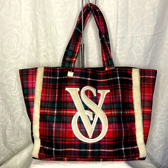 Victoria's Secret | Bags | Nwt Victorias Secret Red And Black Plaid ...